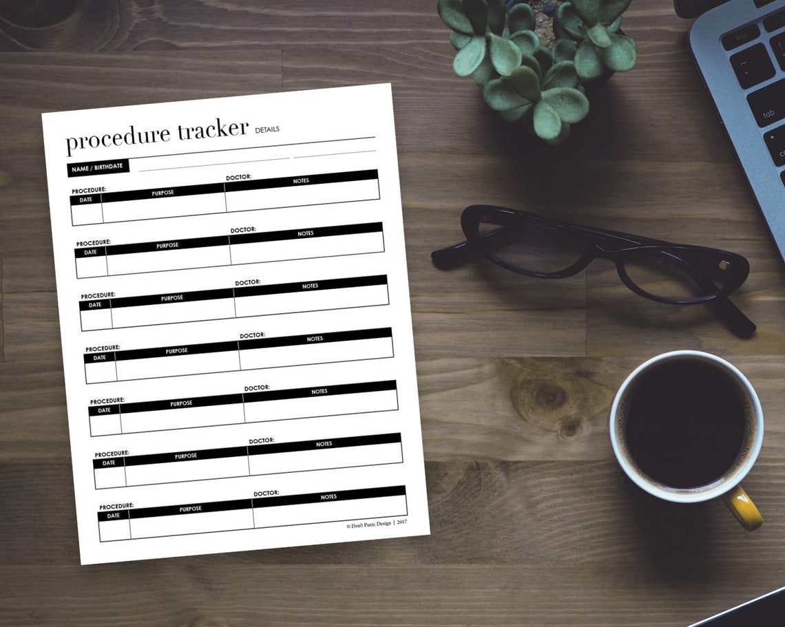 EDITABLE Medication & Procedure Trackers, Printable Medical History ...