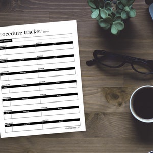 EDITABLE Medication & Procedure Trackers, Printable Medical History ...