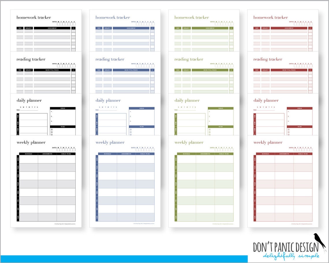 Student Planner Pages With Minimalist Design, for Homeschool or Online ...