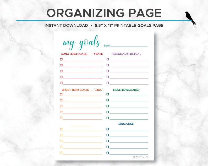 Printable Goal Planner, Fun Colorful, for Long Term, Short Term ...