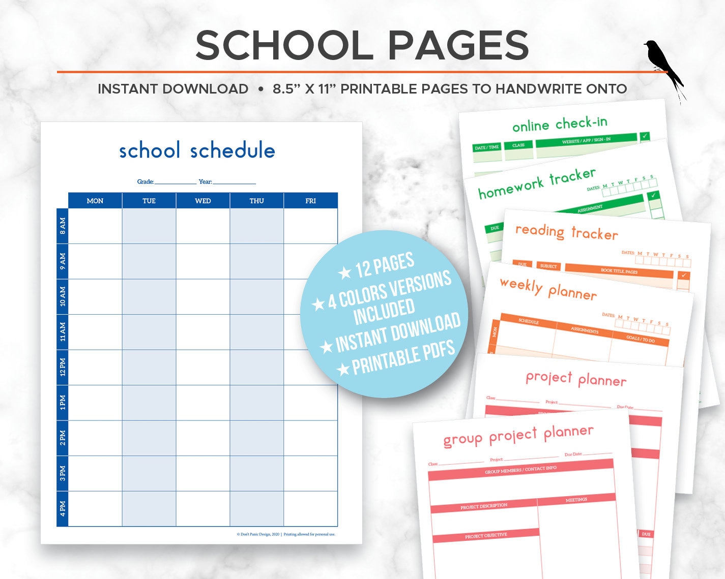 Student Planner Pages With Modern Design for Homeschool or - Etsy