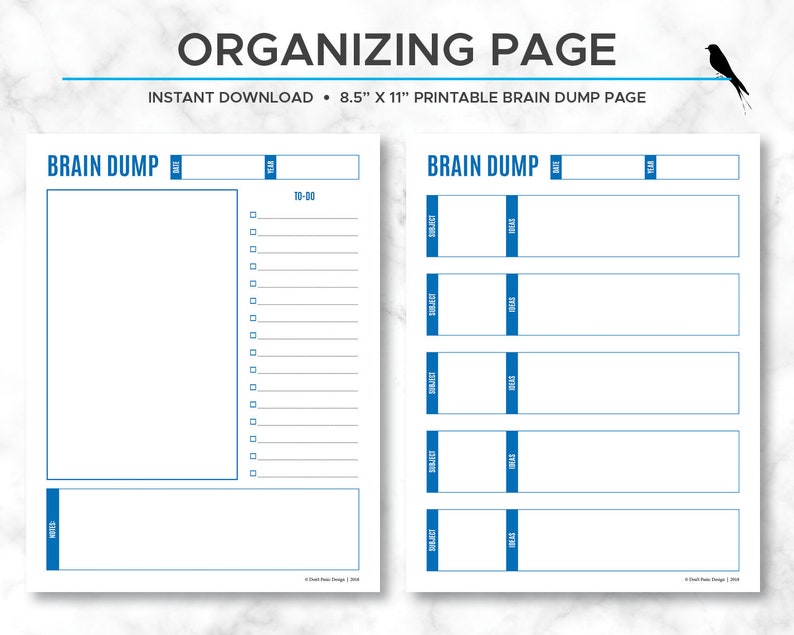 Printable Brain Dump Page Project Map Minimalist Project Planner ...