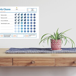 Printable, Editable, Chore Chart in Blues, Fun Printable and Editable ...