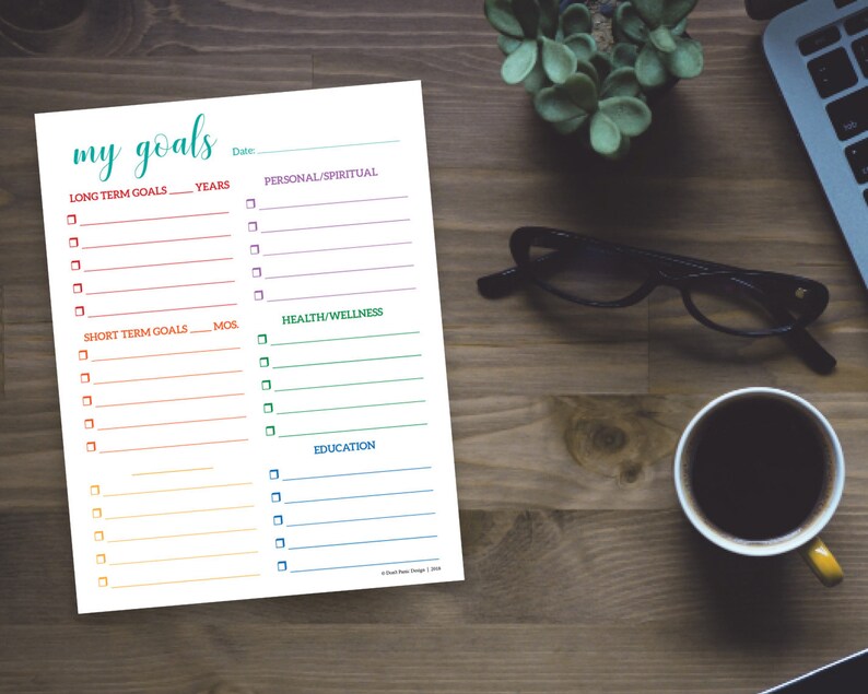 Printable Goal Planner, Fun Colorful, for Long Term, Short Term ...