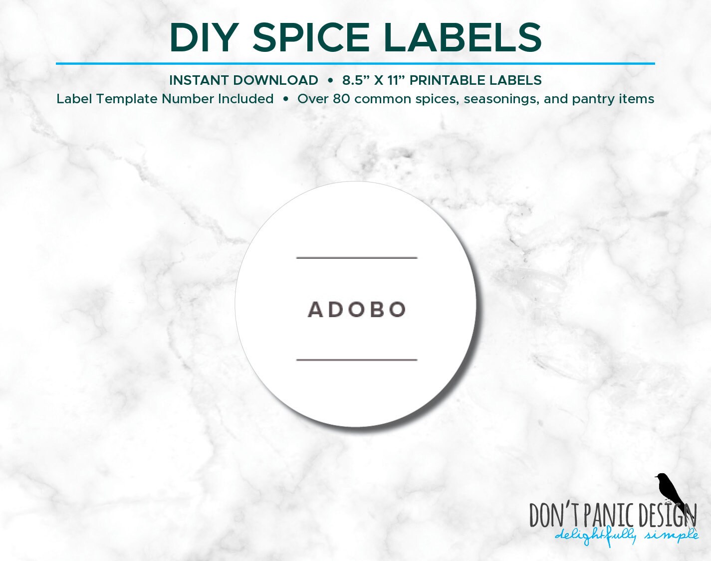 Printable Spice Jar Labels - Modern Taupe Font, Round Spice Jar Labels ...