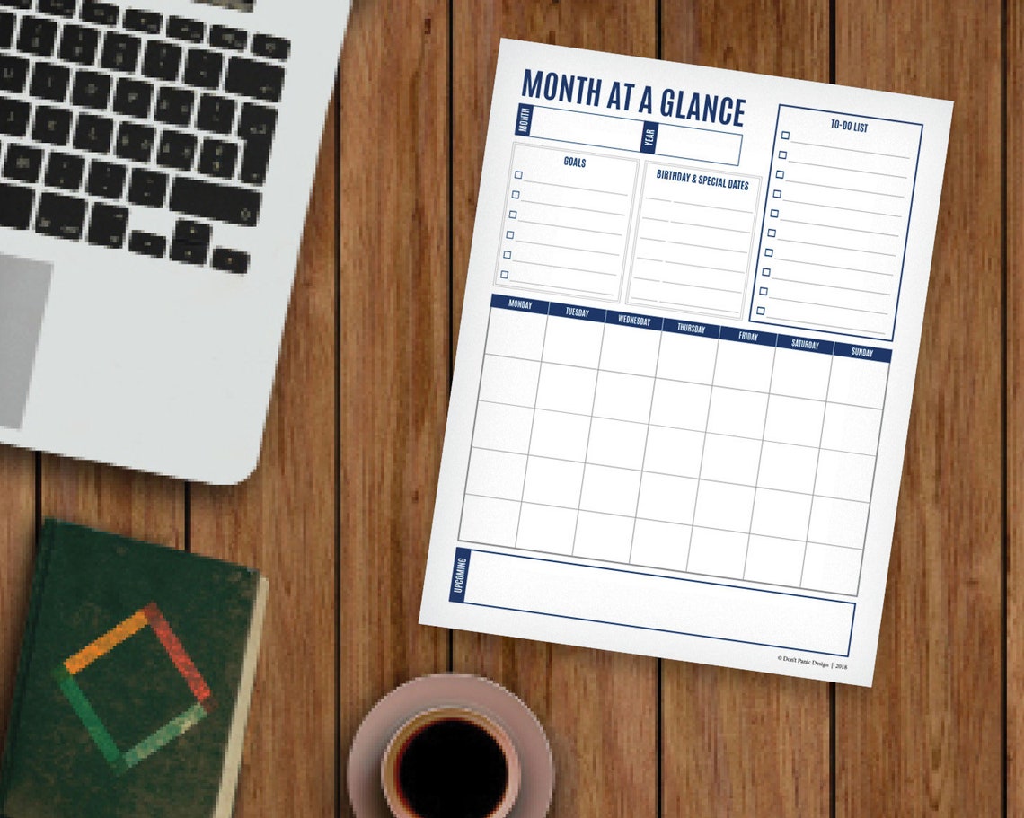 Printable At-a-glance Planner Pages Minimalist Daily Weekly - Etsy