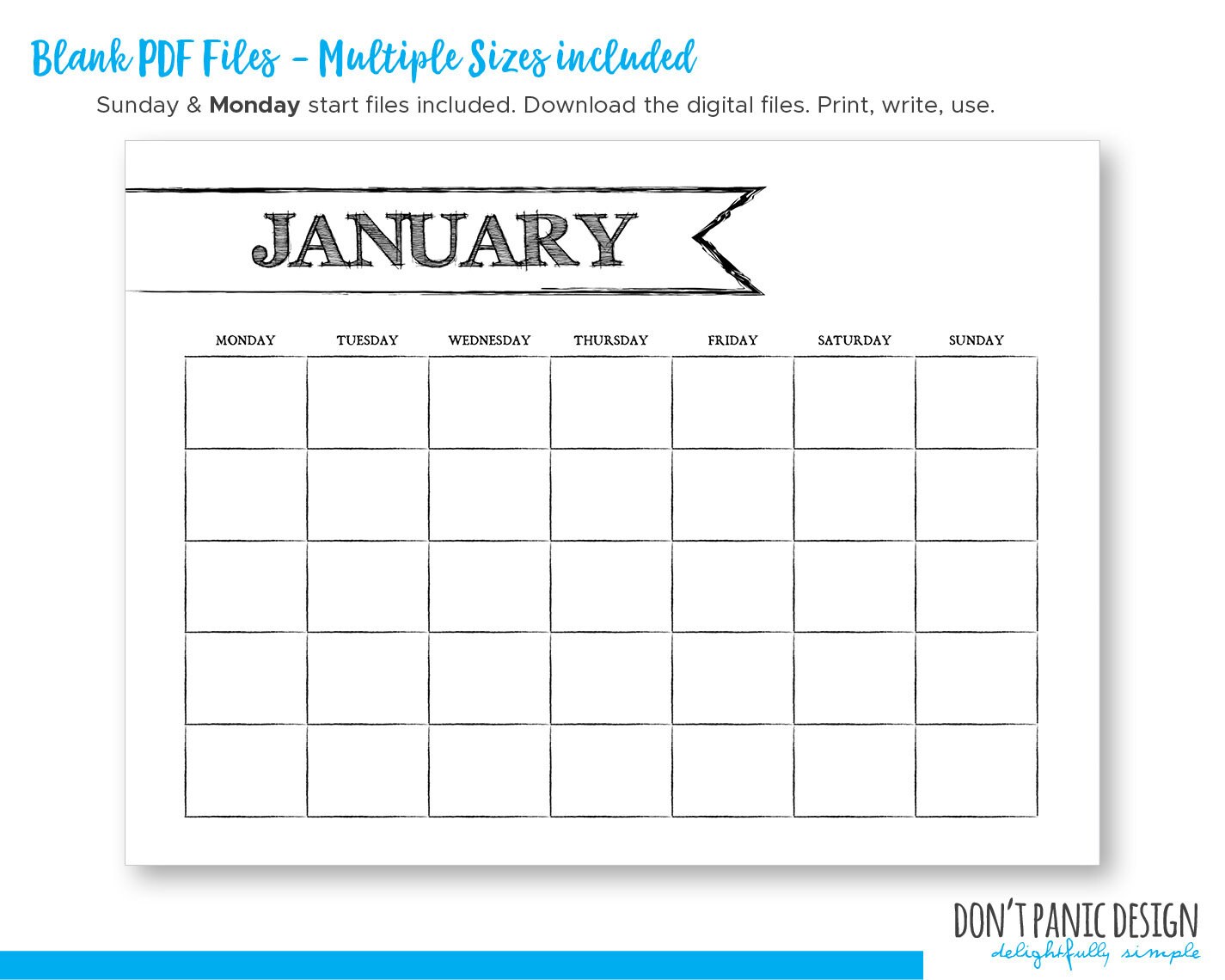 Large Non-dated Printable Wall Calendar - Command Center Calendar ...