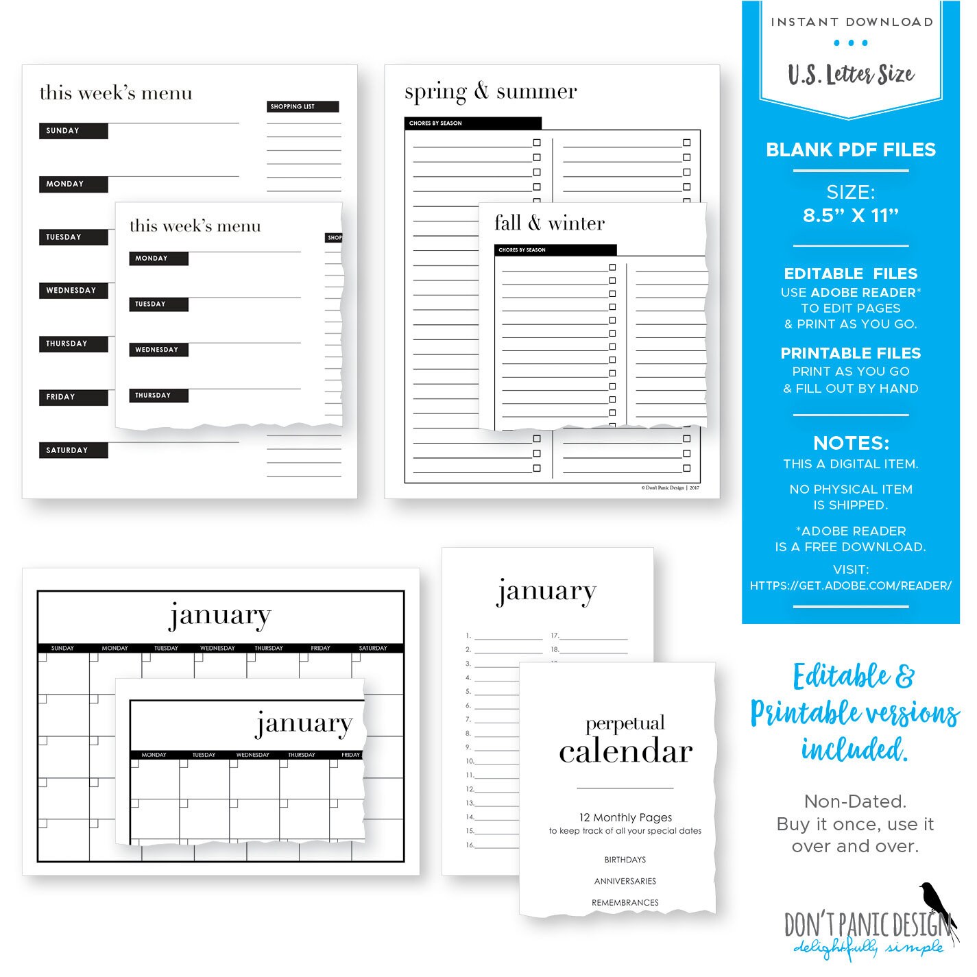 Printable Organizing Binder Pages, Modern Life Planner (editable ...