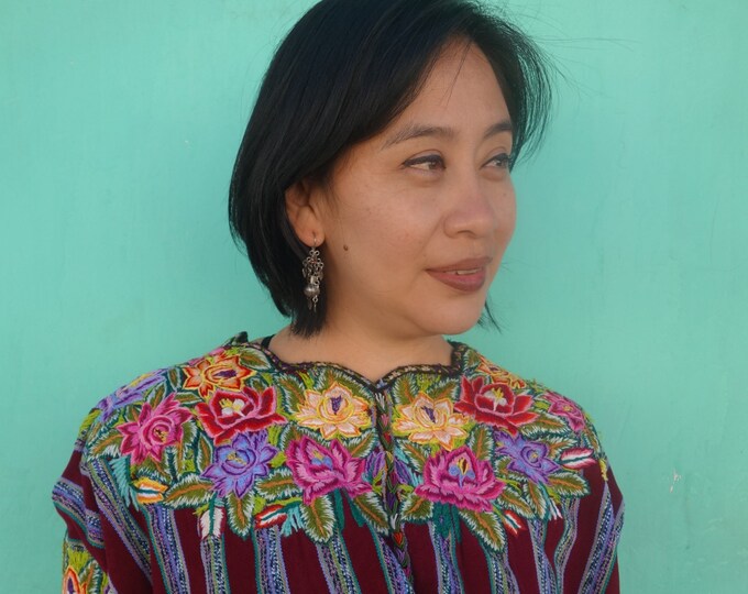 Beautiful Handwoven Vintage Mayan Floral Textile Huipil Poncho From ...
