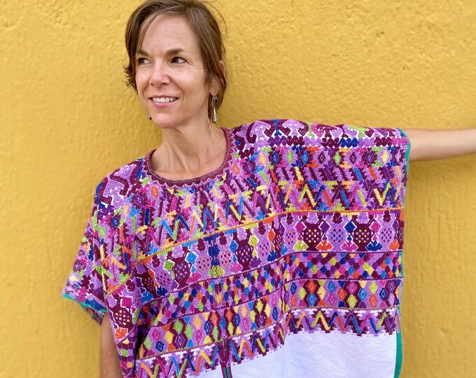 Handwoven Ethnic Maya Women's Vintage Ceremonial Huipil Poncho From San ...