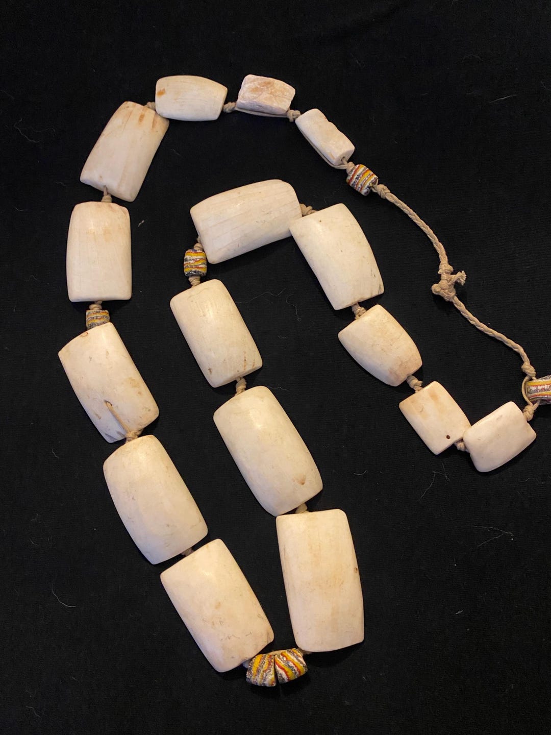 RARE!! Antique “hippo Teeth” Shell & Venetian Bead Necklace From Africa ...