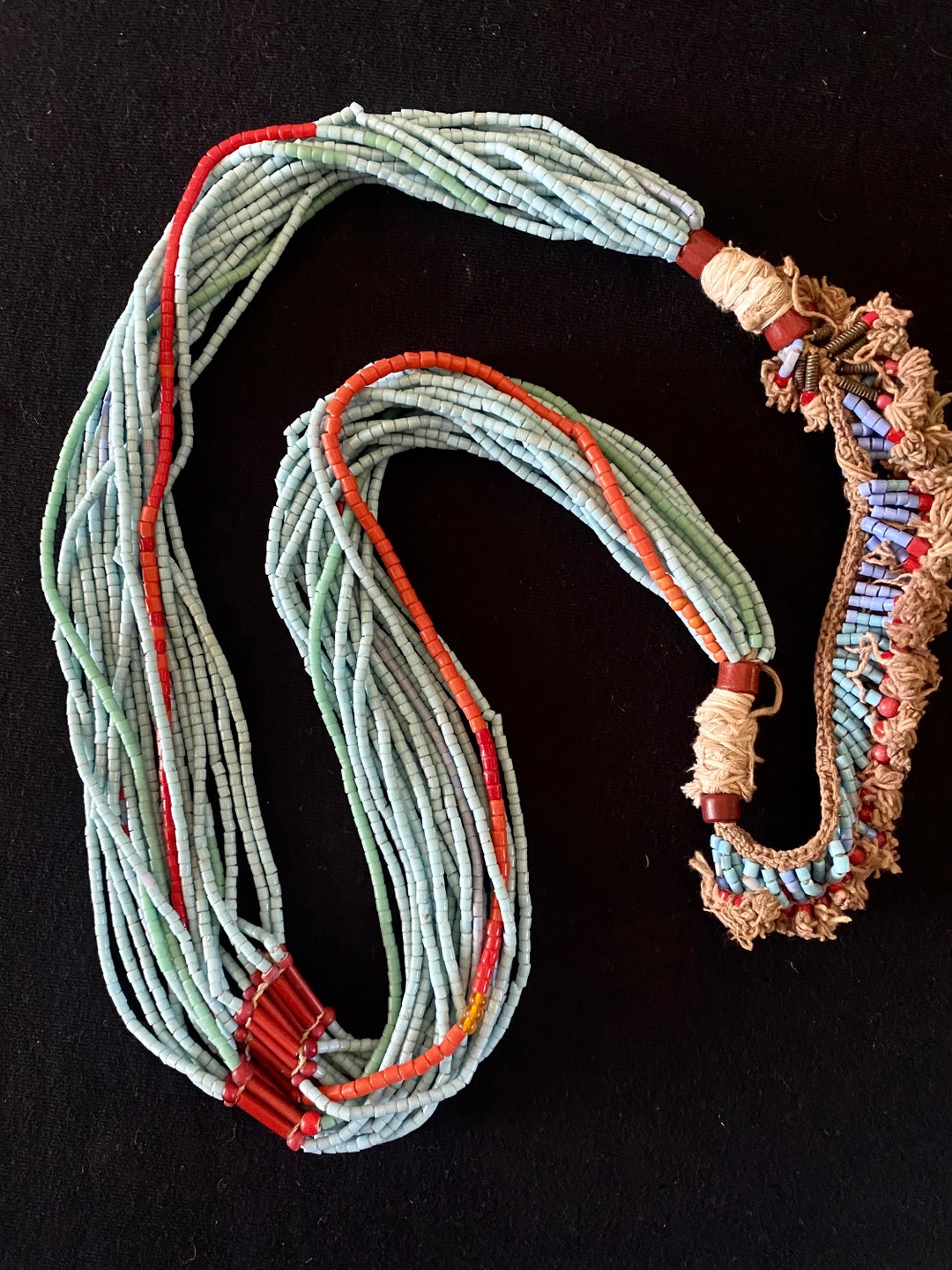 36” Antique Vintage Fulani Venetian Glass Seed Bead Necklace From ...