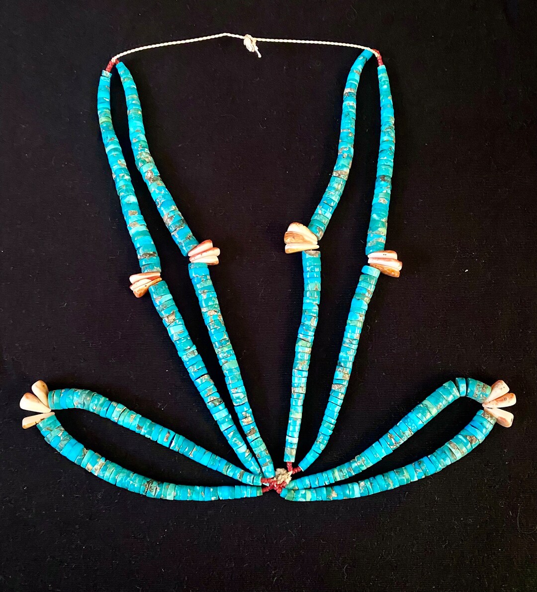 Vintage Santo Domingo Rolled Turquoise & Spiny Oyster Heishi Bead Jacla ...
