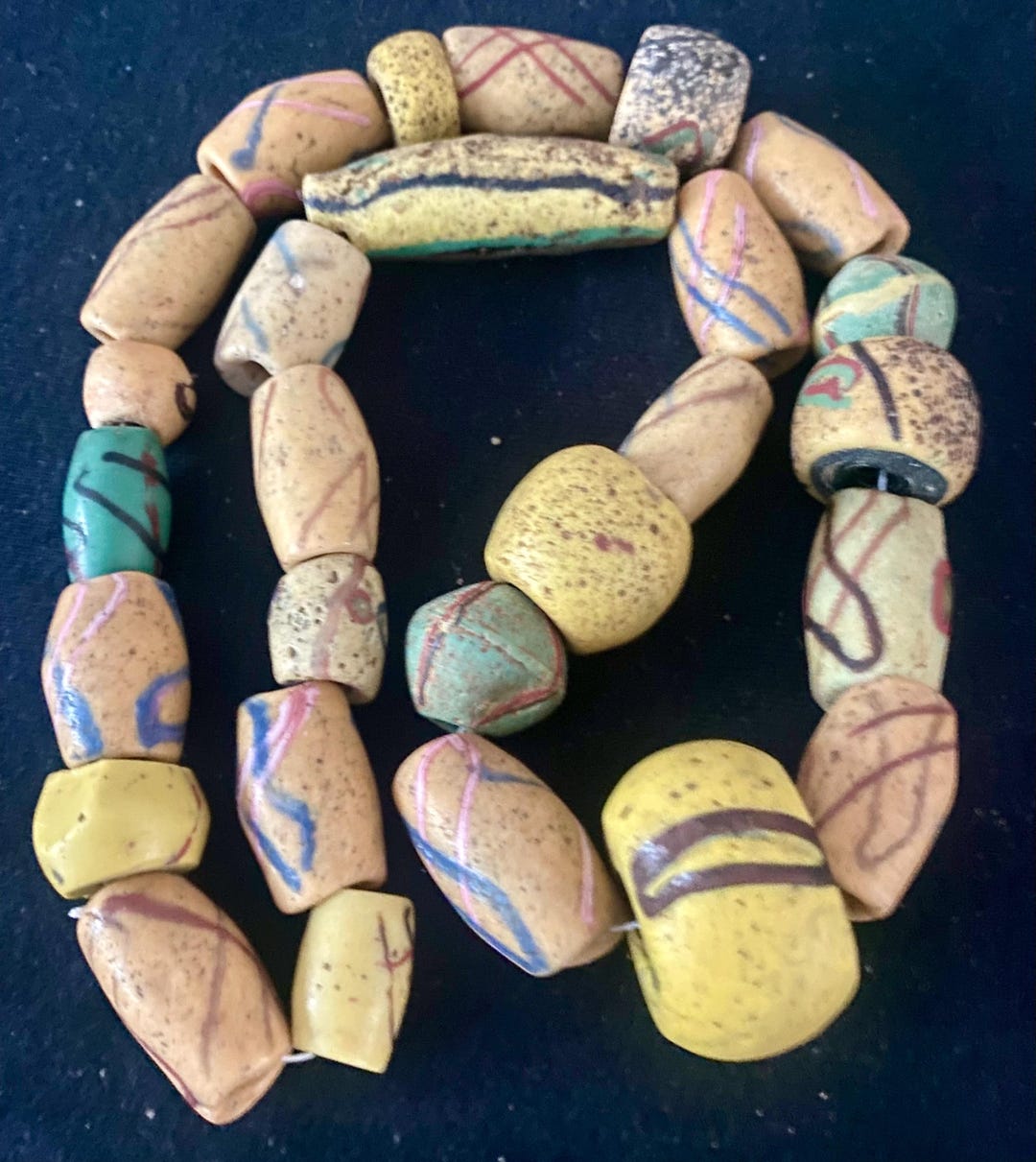 Antique Vintage Yellow Powder Akoso Bodom Style Glass Trade Beads From ...