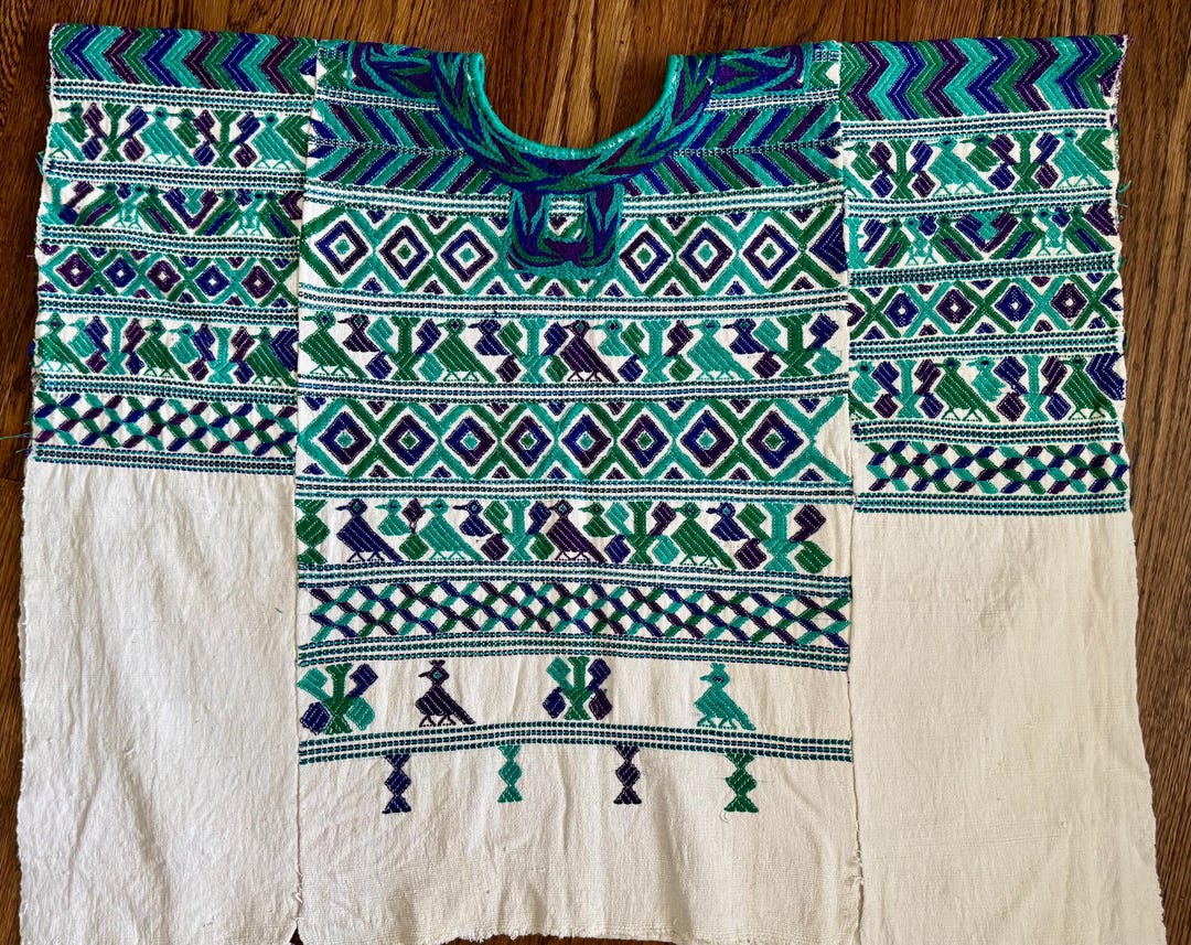 Vintage Ethnic Mayan Guatemalan Ceremonial Textile Huipil Poncho Dress ...