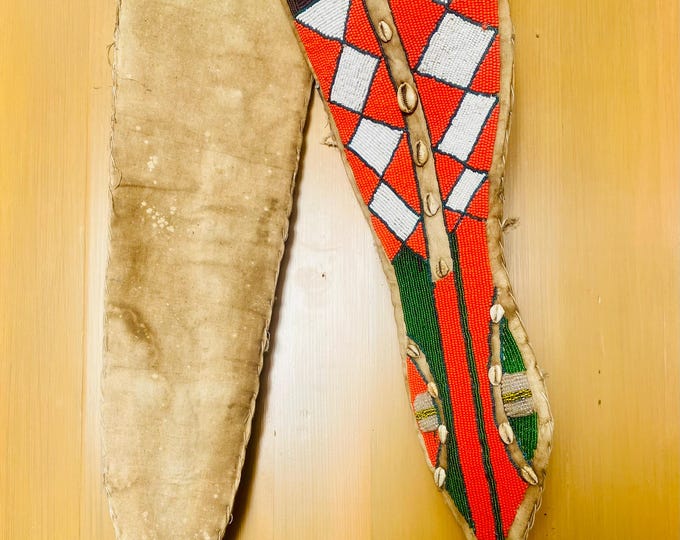 A 45” Handcrafted Vintage Beaded Yoruba Lizard Diviner’s Belt Sash From ...