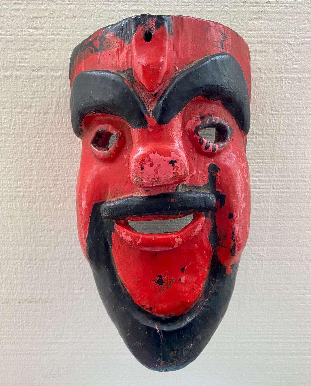 Antique Vintage Hand Carved Wooden Devil Dance Mask From Escuintla ...