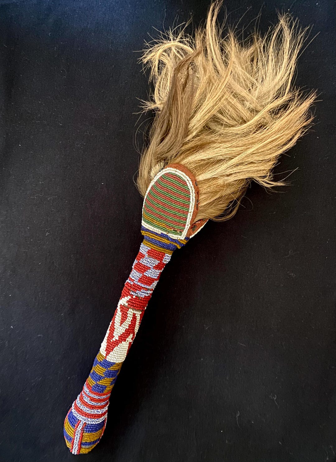 RARE Antique Hand Beaded Horsetail Hair Fly Whisk From the Yoruba Tribe ...