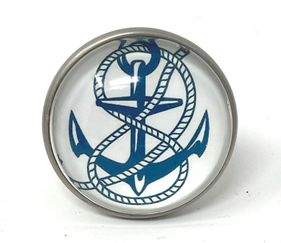 Boat Ship Nautical Teal Anchor Glass Knob for Boats Dresser - Etsy