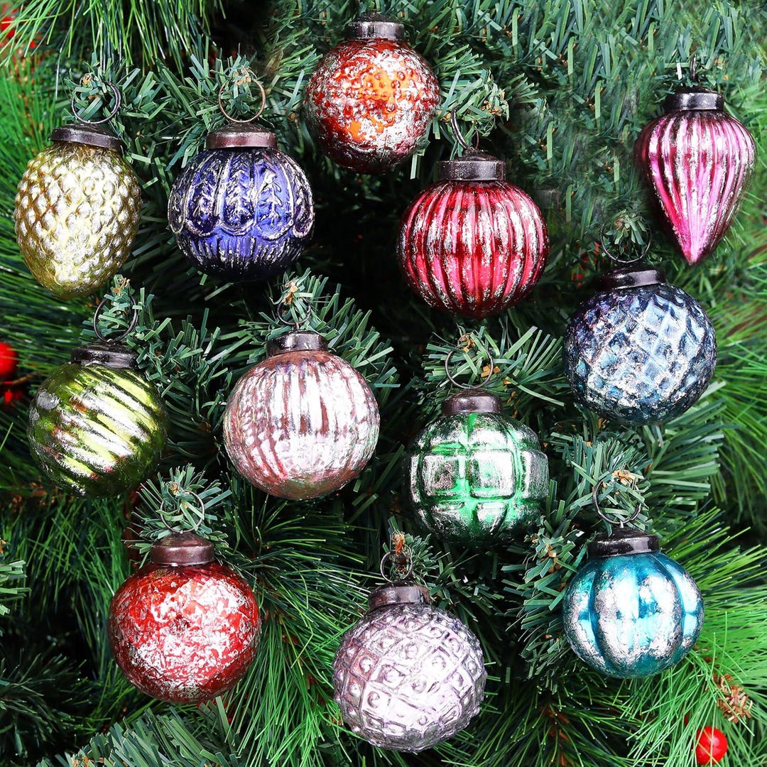 Set of 12 Multi-color Christmas Tree Holiday Ornaments - 2" Bulbs - Etsy