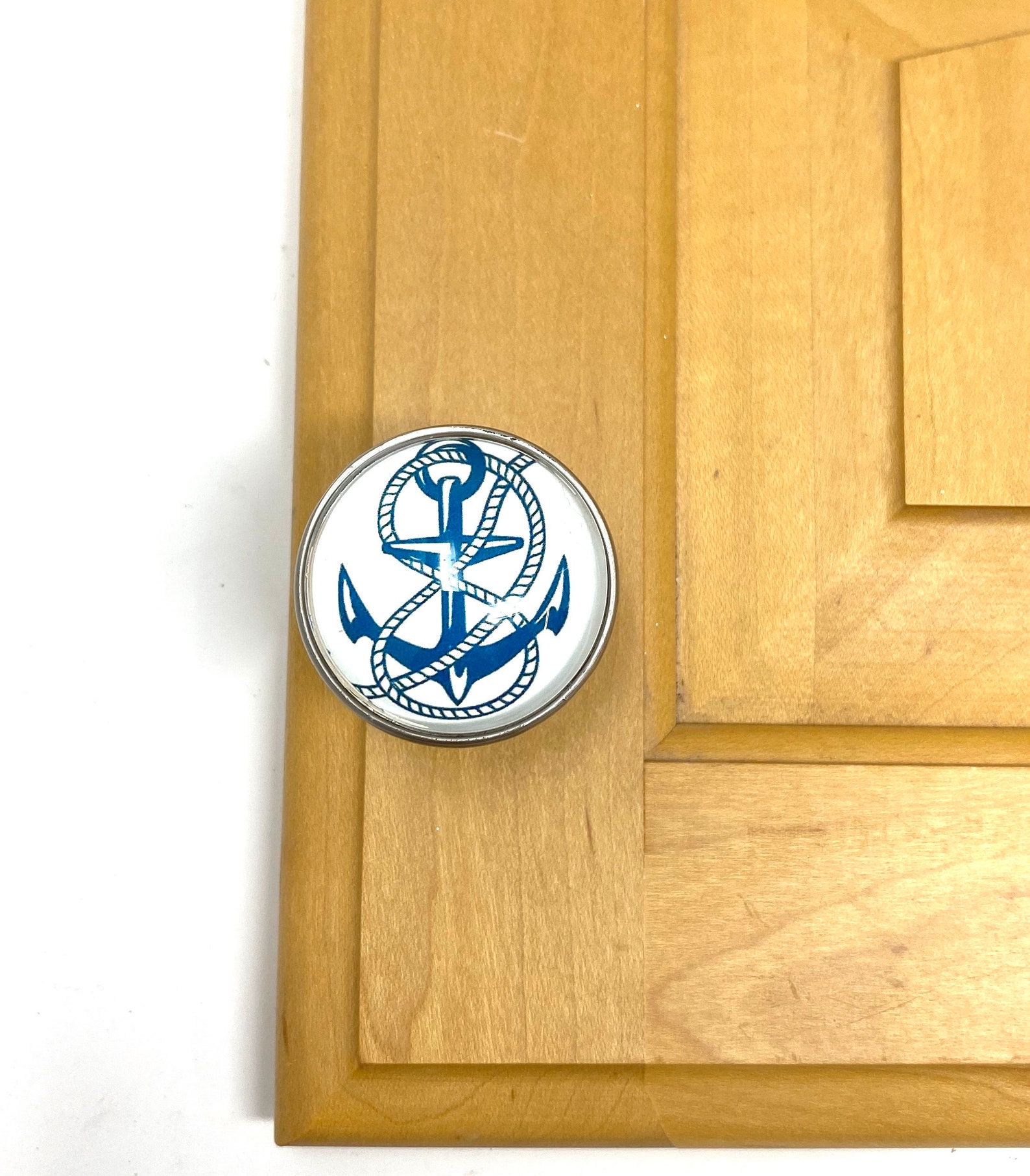 Boat Ship Nautical Teal Anchor Glass Knob for Boats Dresser - Etsy