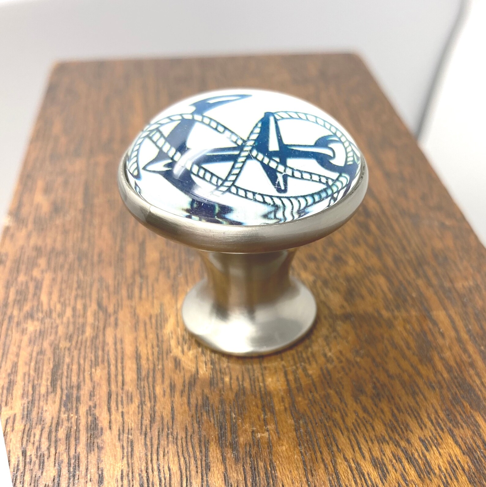 Boat Ship Nautical Teal Anchor Glass Knob for Boats Dresser - Etsy