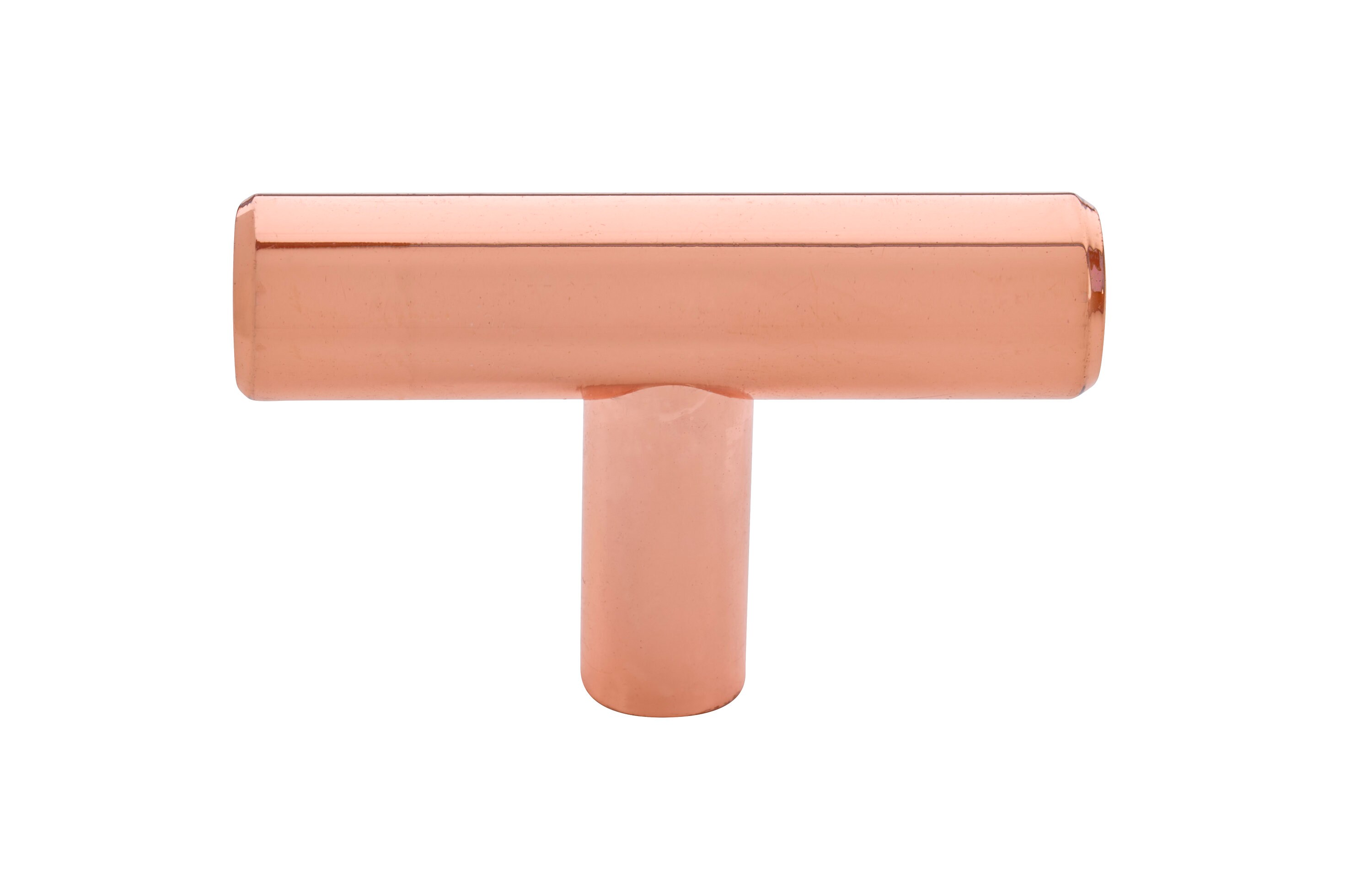 Two Finger T-Bar Copper Pull, Knobs, Shiny Copper for Drawers, Cabinets ...