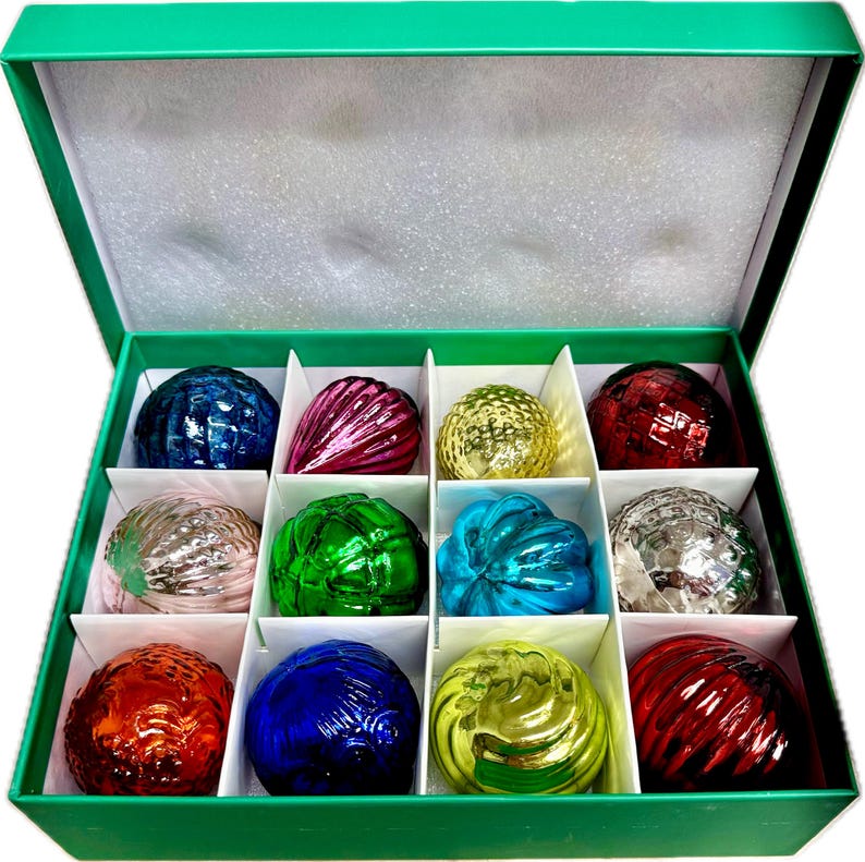 Set of 12 Multi-color Christmas Tree Holiday Ornaments - 2" Bulbs - Etsy