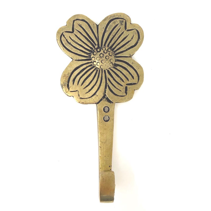 Small Brass Wall Hook Flower - Etsy UK