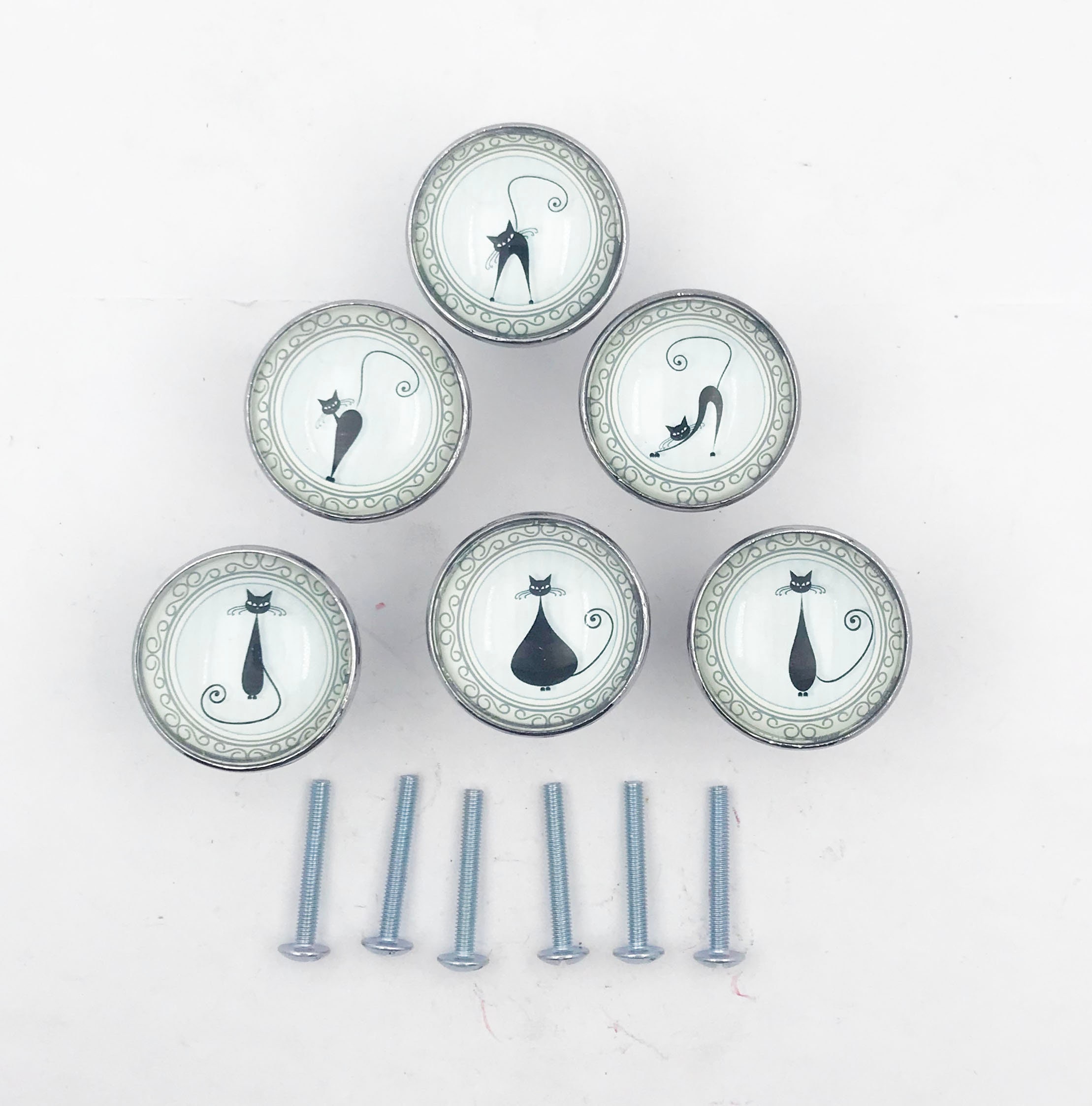 Set of Kitty Cat Themed Drawer Pulls, Cabinet Pulls, Dresser Knobs ...