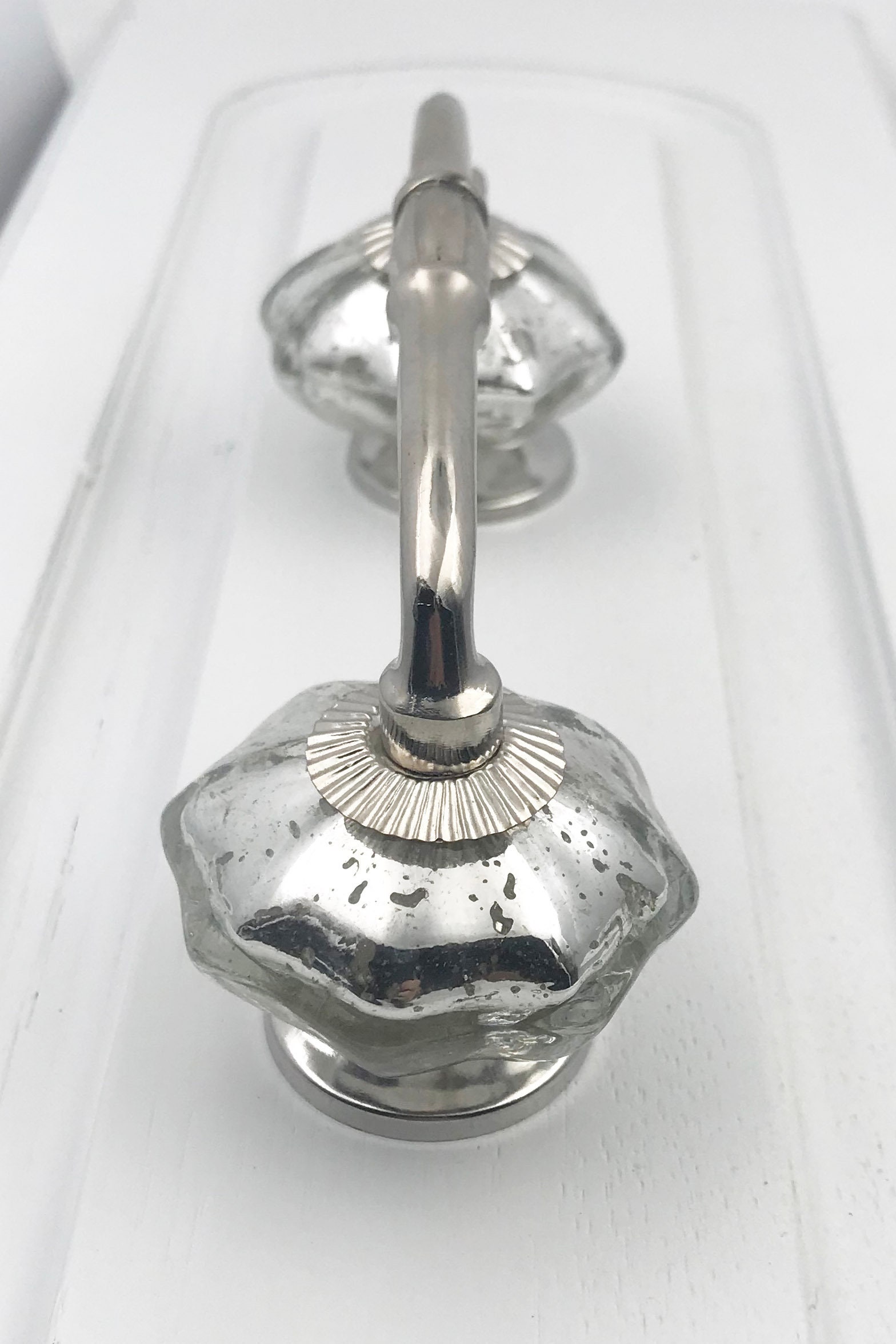 Silver Mercury Glass Cabinet, Door, Drawer Handle - 2 7/8 OR 4 Spread