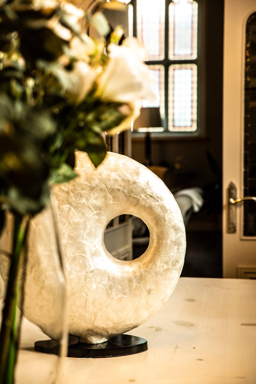 Handcrafted Lighting Mother of Pearl Amroth Torus Table Lamp Unique and ...
