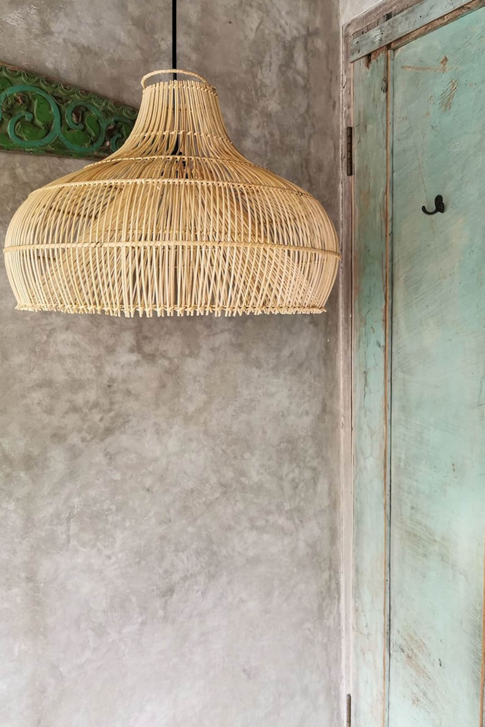 Rustic Rattan Light Shade - Etsy UK