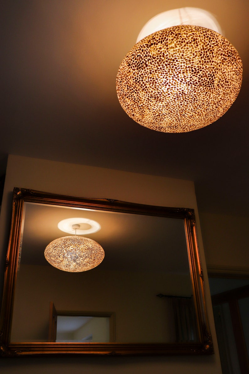 Unique Gold Ovo Ceiling Shade Golden Oyster Shell Pendant Handcrafted ...