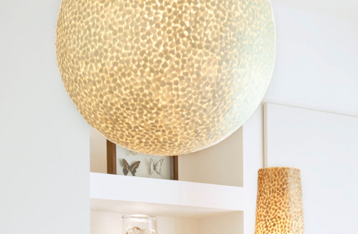 Stunning Mother of Pearl Ceiling Shade Pendant Elara Sphere Lights ...