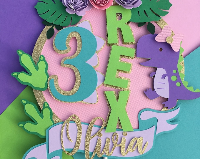 Pink Dinosaur Cake Topper - Etsy