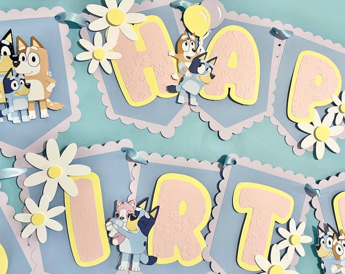 Happy Birthday Banner,bluey Dog Birthday Banner, Bluey Birthday Banner ...