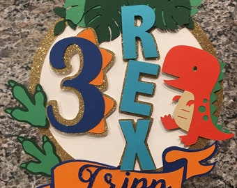 3 Rex Cake Topper Three Rex Cake Topper Dinosaur Cake Topper | Etsy