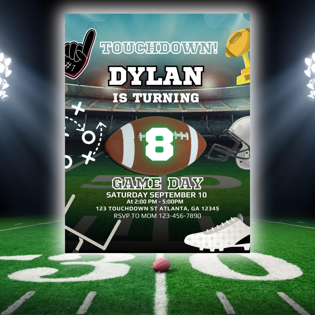 Football Editable Birthday Invitation – Game Day Party Invite – 5x7 ...