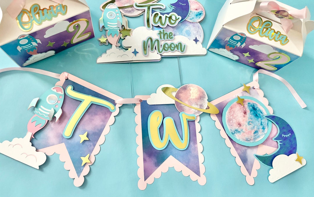Two the Moon Banner, Outer Space Banner - Etsy