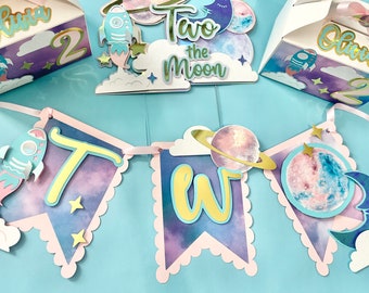 Space Banner Moon Banner Two the Moon Banner Moon Birthday - Etsy