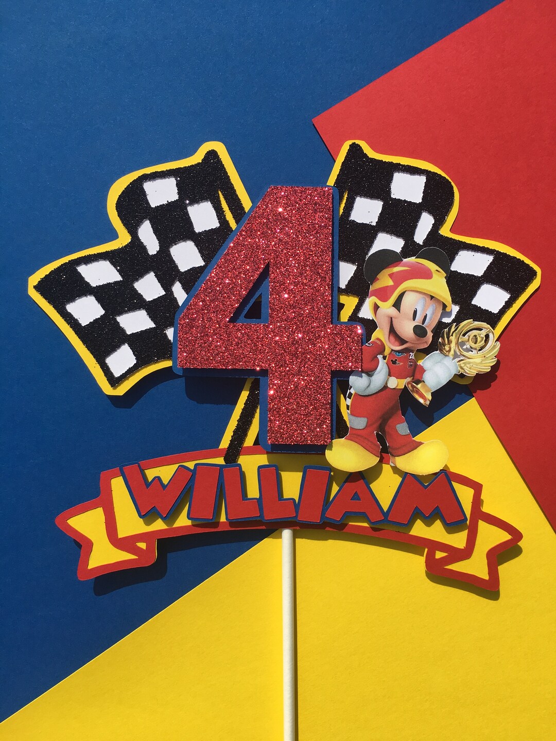 Racer Mickey Cake Topper • Mickey Mouse Roadster Party Topper • Mickey ...