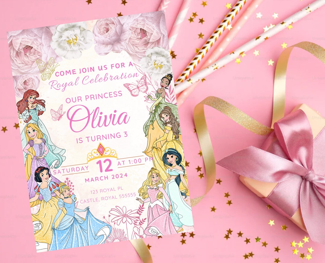 Princess Birthday Invitation, Editable Princess Birthday Invitation - Etsy