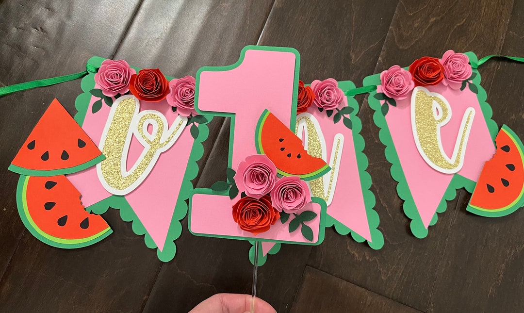 Topper de pastel de sandía, Topper de pastel de sandía floral, Uno en ...