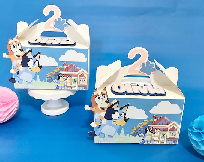 Bluey Gable Boxes, Treats Box, Party Favors, Bluey Party Theme, Snack ...