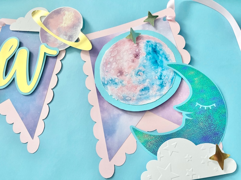 Two the Moon Banner Outer Space Banner - Etsy