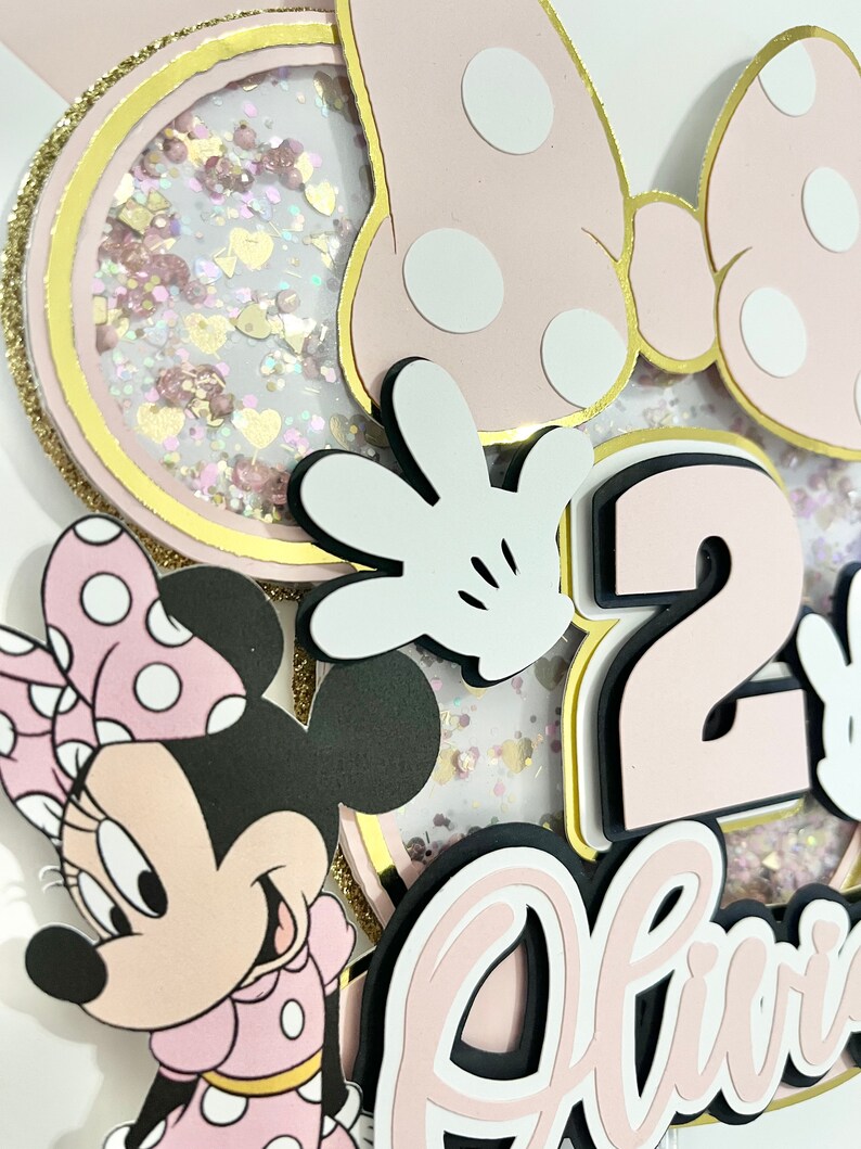 Minnie Mouse Shaker Cake Topper: Glitter Card Stock Party Decor - Etsy