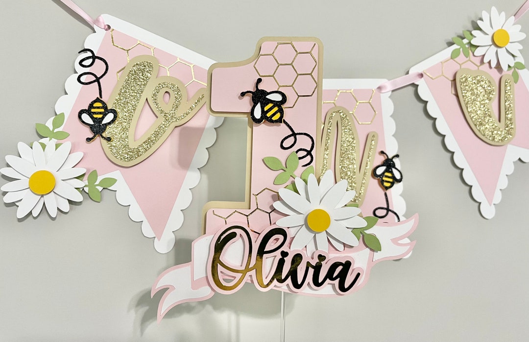 Bee Cake Topper, so Sweet to Bee One– Glittery Bee Party Decoration for ...