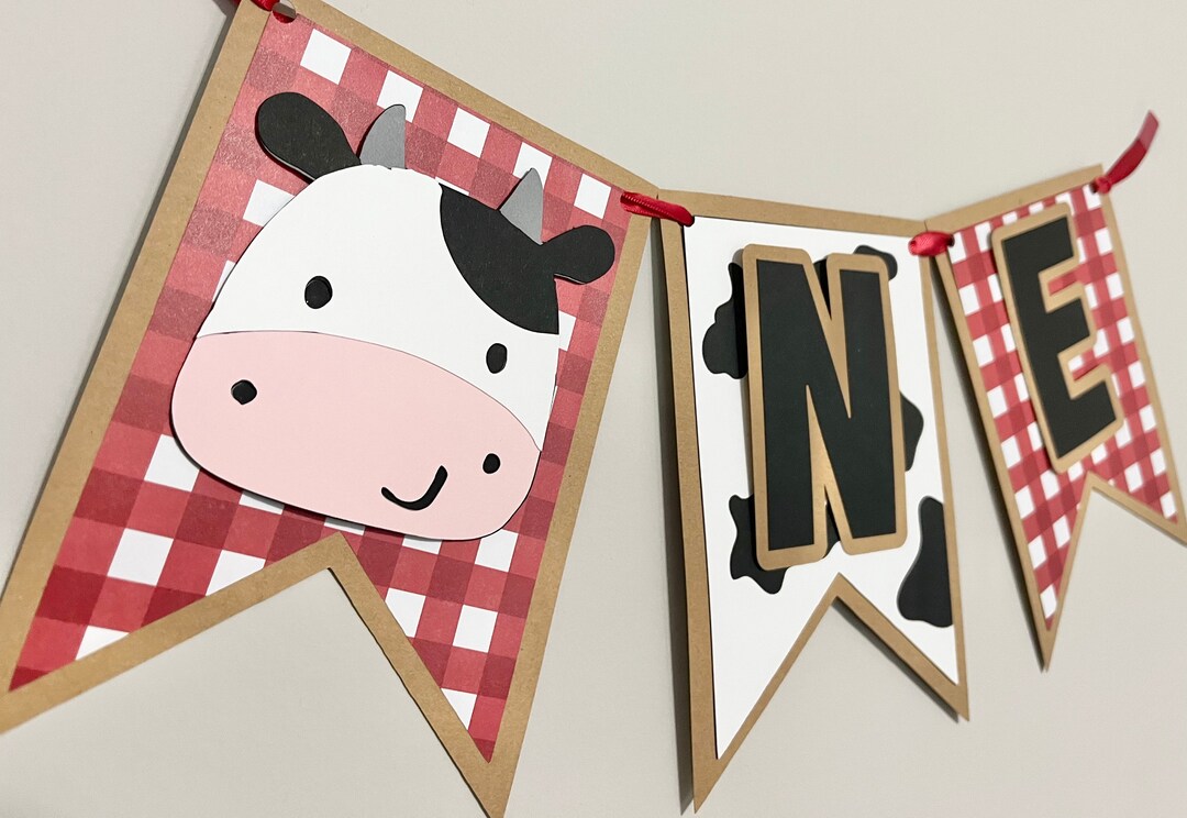 Boy Cow Banner, Cow One Banner, Holy Cow Im One Banner, Moo Im Two ...