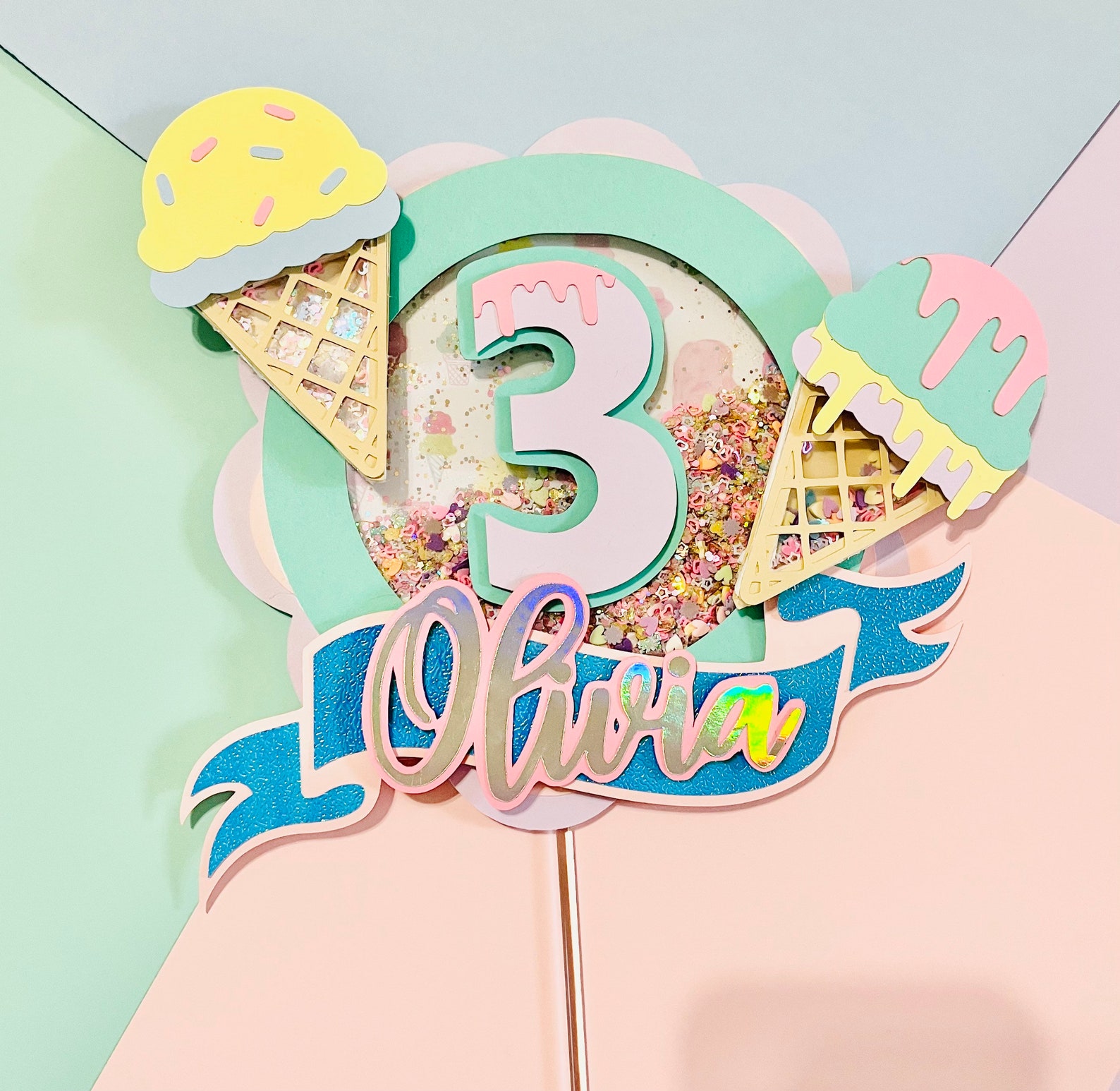 Ice Cream Cake Topper Ice Cream Shaker Topper - Etsy